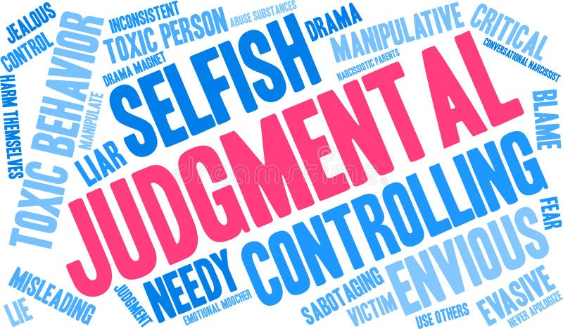 Judgmental Word Cloud stock illustration. Illustration of never - 104013290