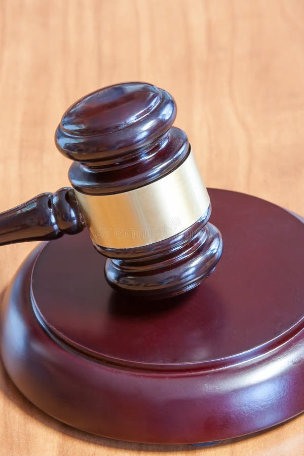 Judicial Hammer on a Wooden Table Stock Photo - Image of corruption ...
