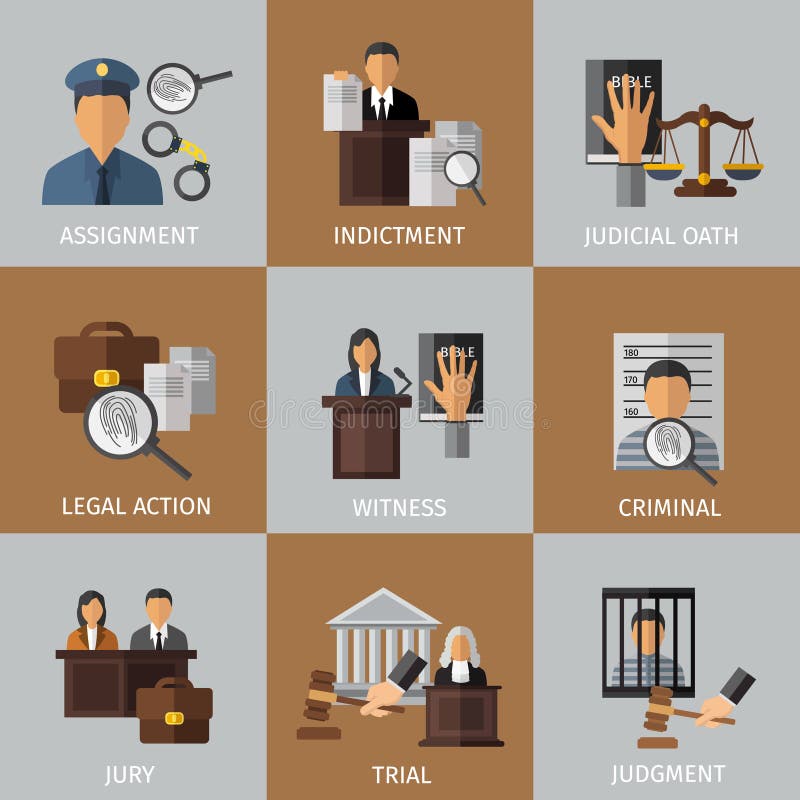 Judicial System Icon Set stock vector. Illustration of court - 71690590