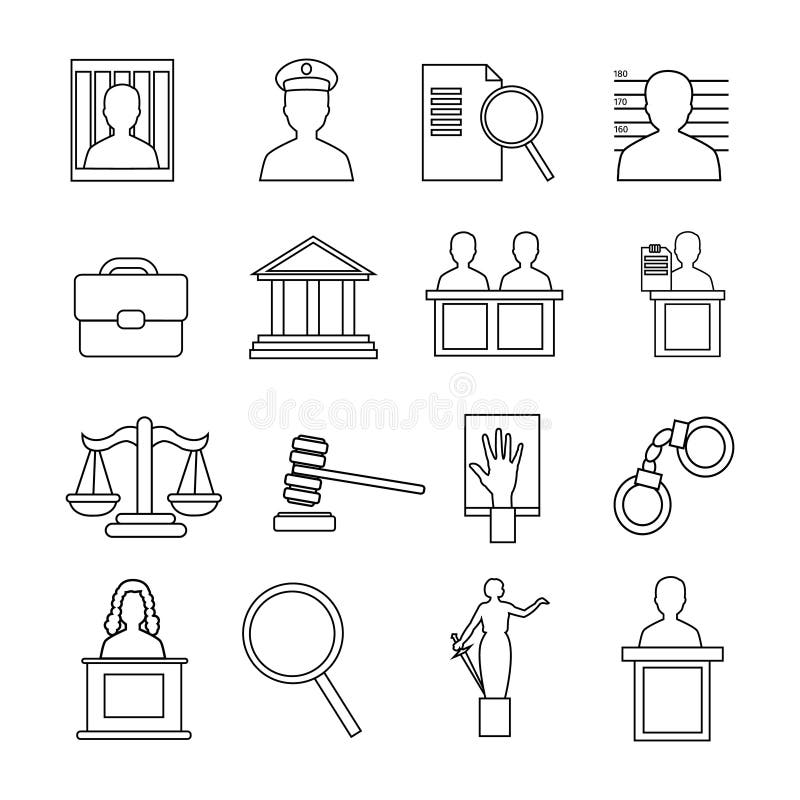 Judicial System Icon Set stock vector. Illustration of isolated - 72973836