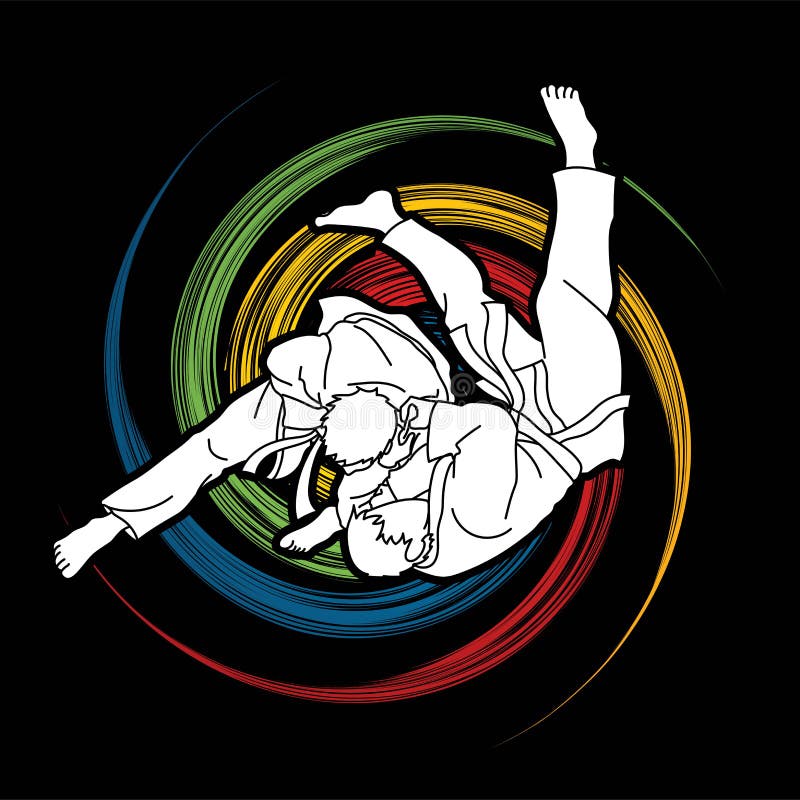 Judo Action Cartoon Sport Graphic Stock Vector - Illustration of ...