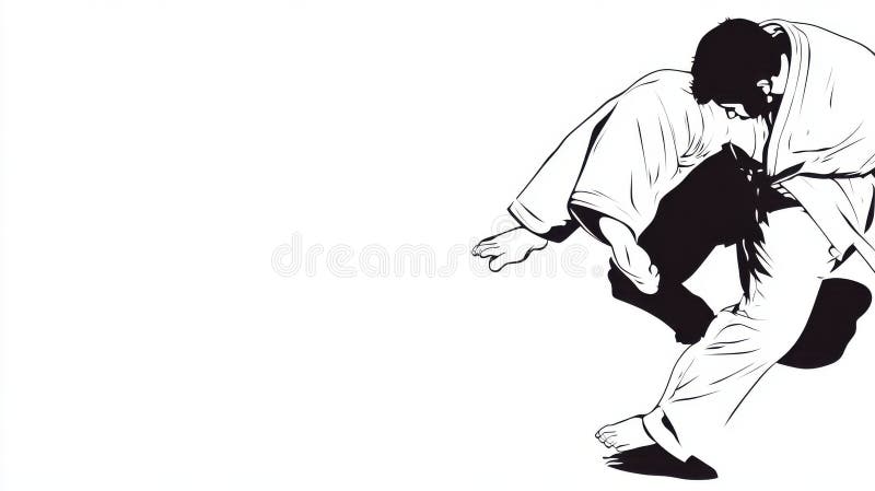 Two Judokas in Action, Black and White - Generated Using Ai Stock ...