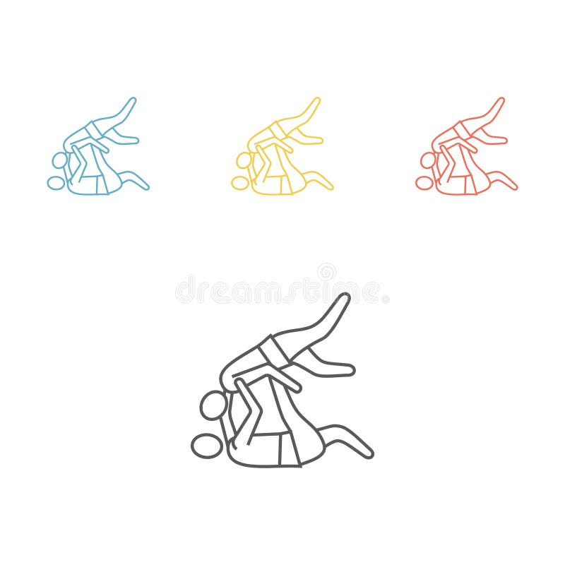 Judo fighters line icon. stock vector. Illustration of athlete - 110260640