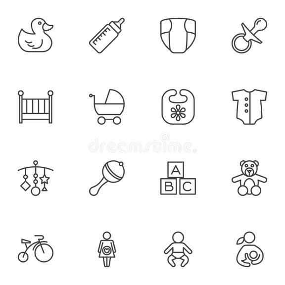 Juego De Iconos De Vector BebÃ© Ilustración del Vector - Ilustración de ...