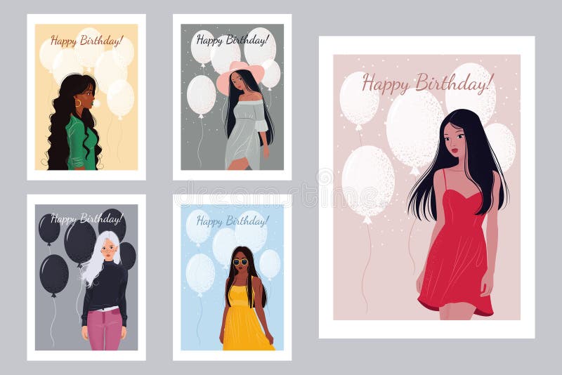 Juego De Tarjetas De Felicitación De Cumpleaños Feliz Ilustración del ... Juego De Tarjetas De Felicitación De Cumpleaños Feliz Ilustración del ...