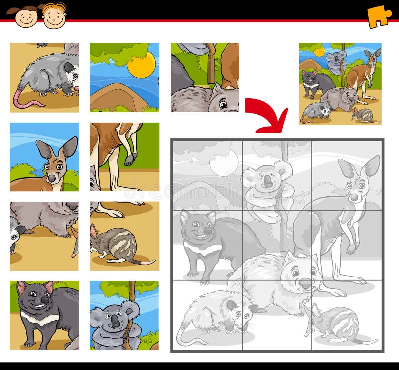 Juego Salvaje Del Rompecabezas De Los Mamíferos Ilustración del Vector ...