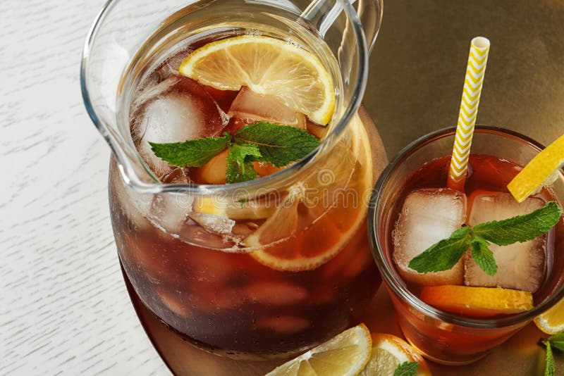 Delicious Iced Tea in Glass on White Background Stock Image - Image of ...