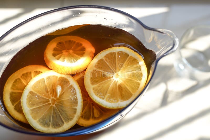 Jug of Lemon Tea on a Hot Day Stock Photo - Image of mocktail, summer ...