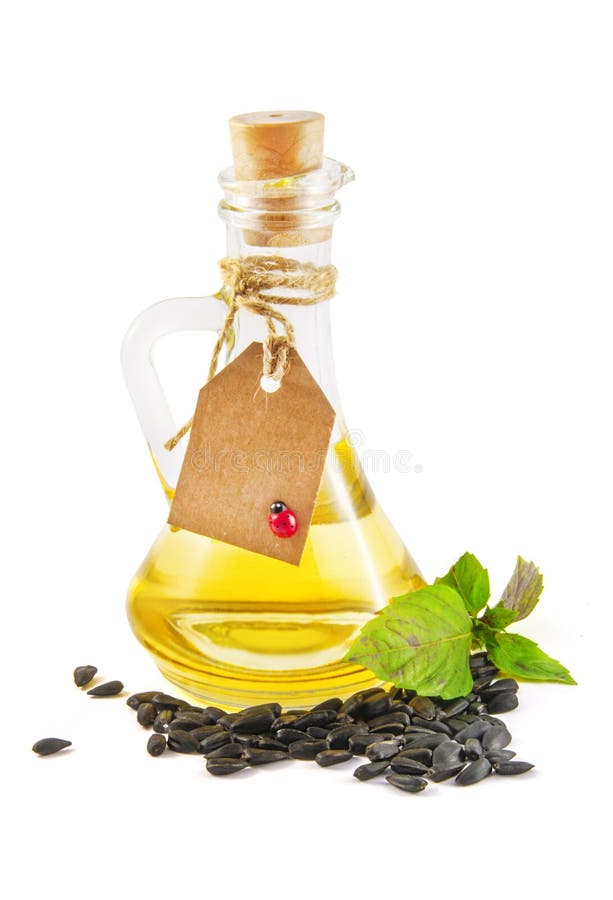 Jug of Oil, Basil Seeds, Label. Stock Image - Image of herb, italy ...