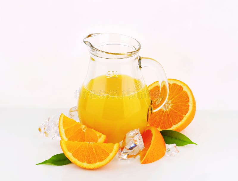Jug of orange juice stock photo. Image of studio, cubes - 44038122