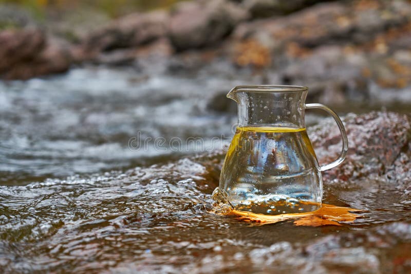 Jug of a Pure River of Water Stock Image - Image of potable, alpine ...