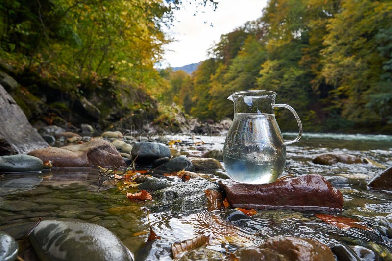 Jug of a Pure River of Water Stock Photo - Image of coolness, fall ...