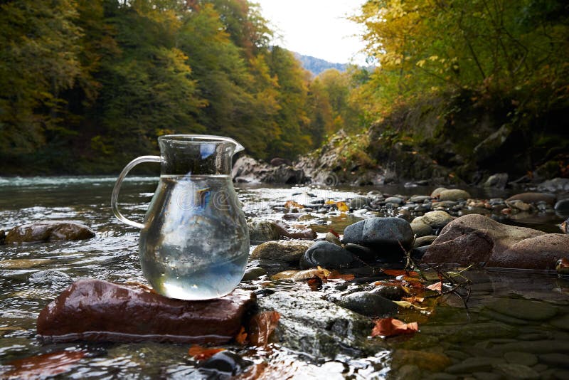 Jug of a Pure River of Water Stock Image - Image of potable, alpine ...