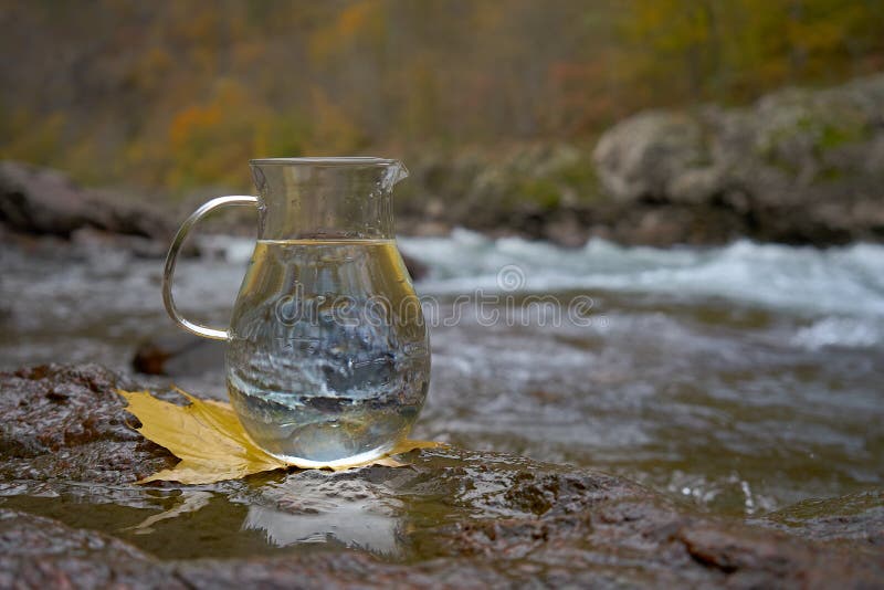 Jug of a Pure River of Water Stock Image - Image of potable, alpine ...
