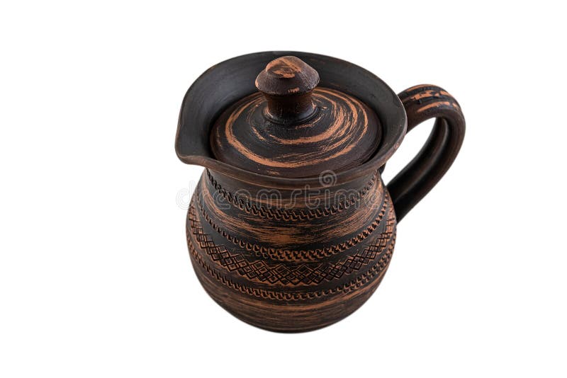 Jug with Red Clay Isolated on a White Background Stock Image - Image of ...