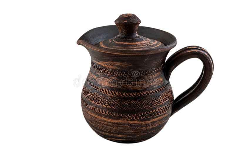 Jug with Red Clay Isolated on a White Background Stock Image - Image of ...