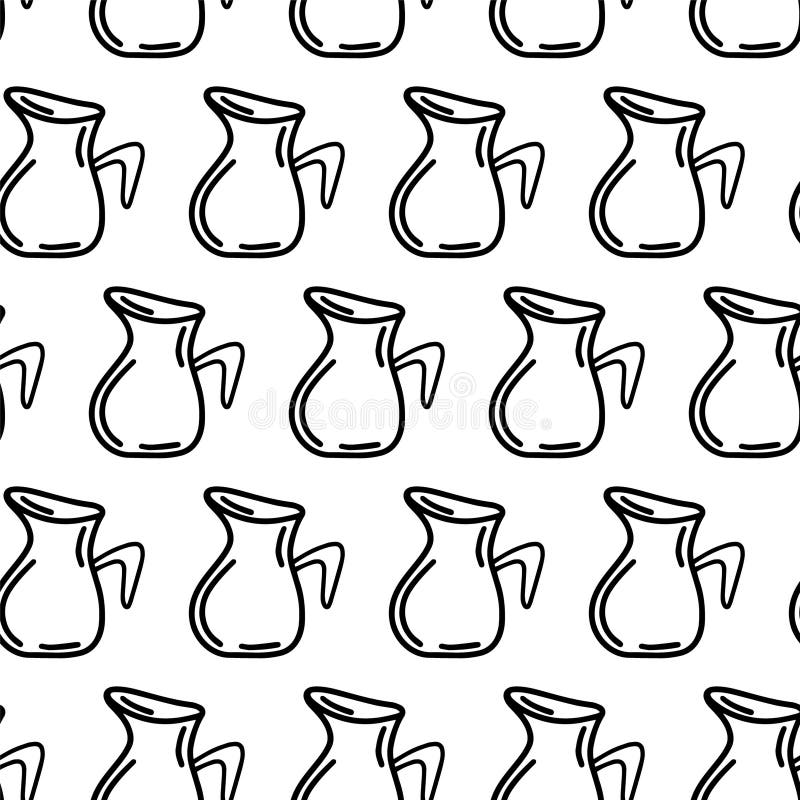 Jug Seamless Pattern. Doodle Seamless Pattern Jug Isolated on White ...