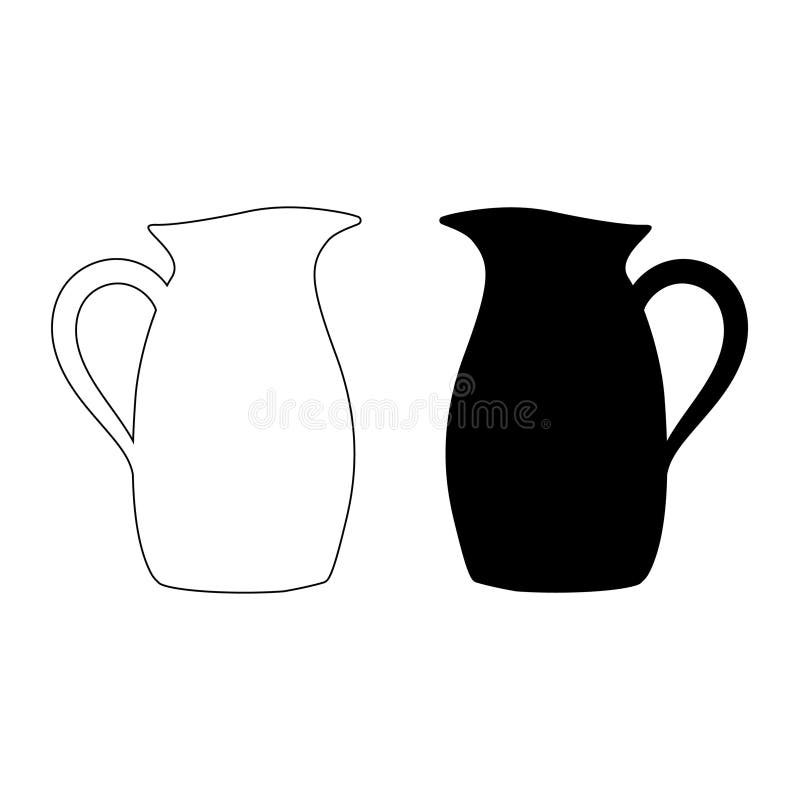 Jug in a Simple Shape with a Silhouette and Outline Stock Vector ...