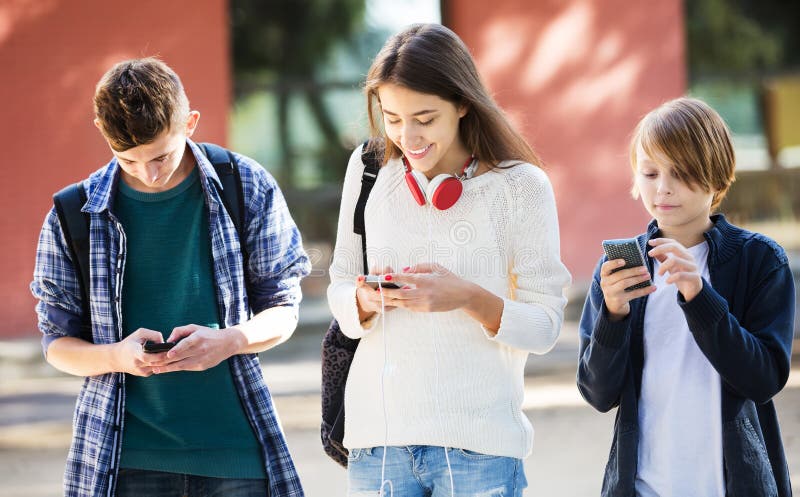 Jugendliche Mit Telefonen Im Park Stockbild - Bild von telefon, gruppe ...