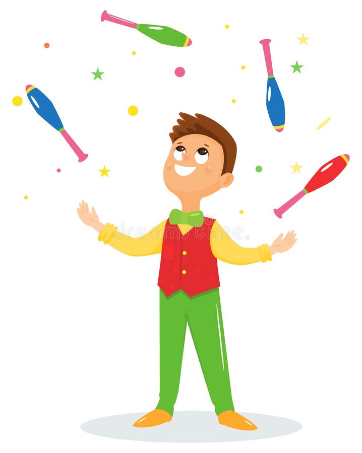 Cartoon Juggler Performs a Circus Trick Stock Vector - Illustration of ...