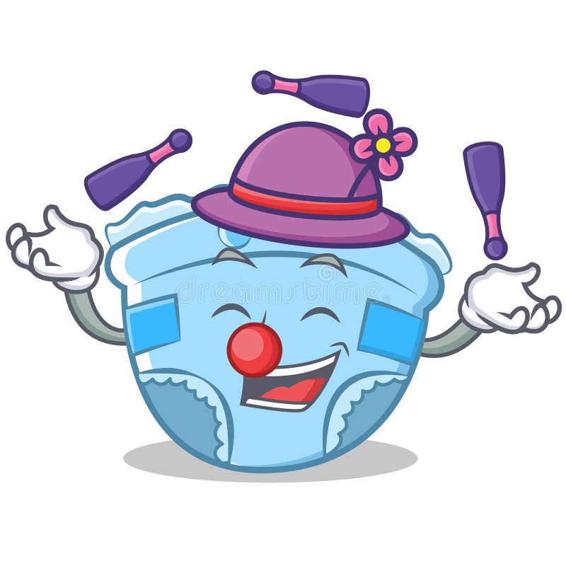 Juggling Baby Diaper Character Cartoon Stock Vector - Illustration of ...