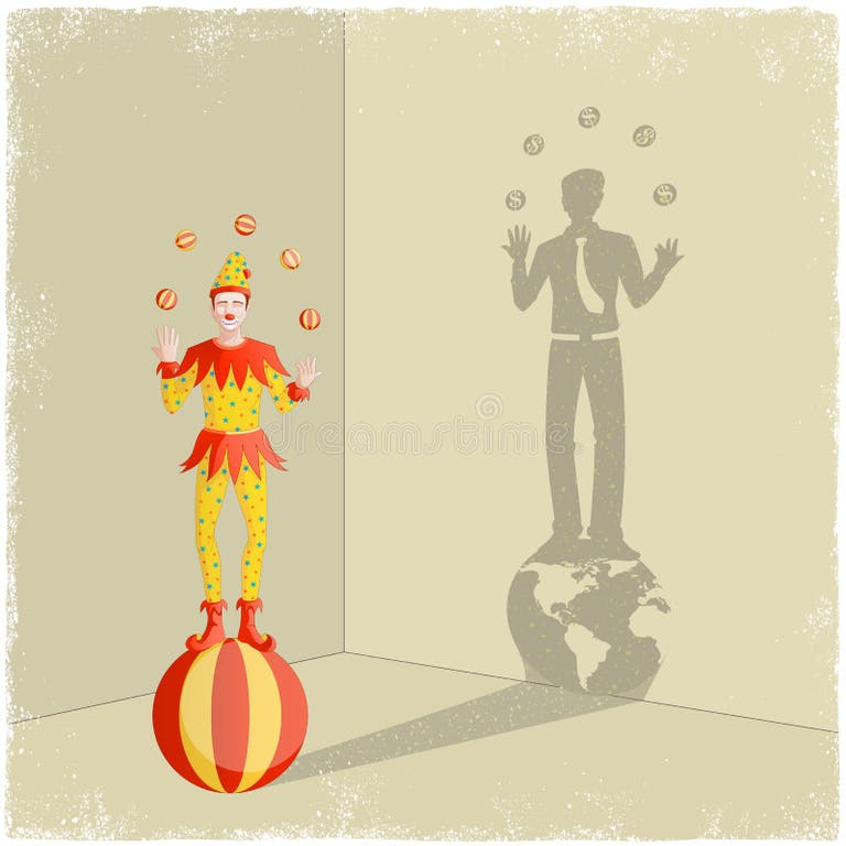 Juggling Clown Casting Shadow of Businessman Stock Vector ...