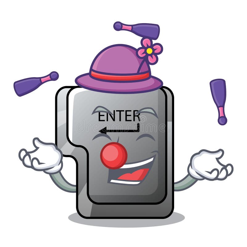 Juggling Enter Button Installed on Computer Cartoon Stock Vector ...