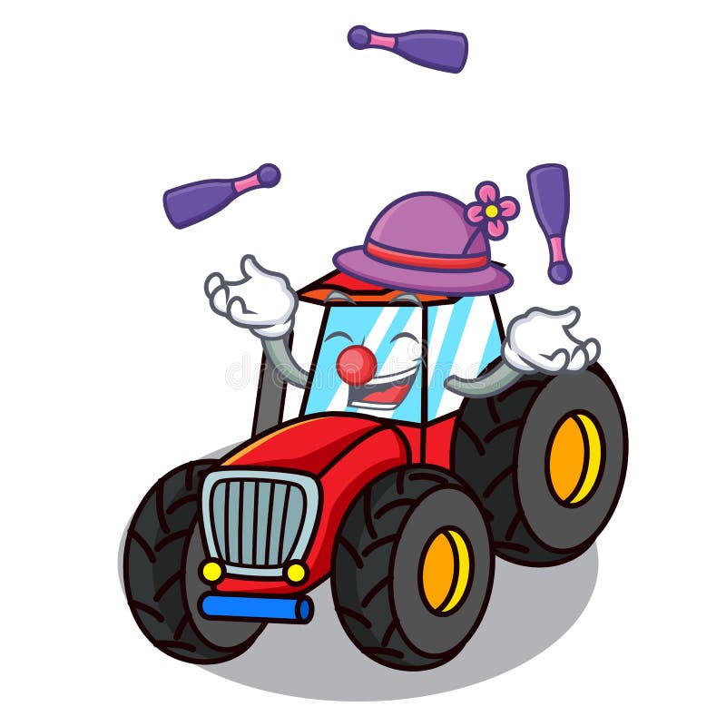 Juggling Tractor Mascot Cartoon Style Stock Vector - Illustration of ...
