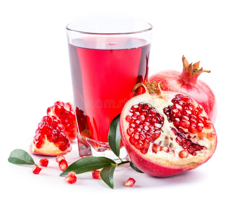 Bebida Granada En Un Vaso Transparente Y Frutas De Granada Jugosa Y ...