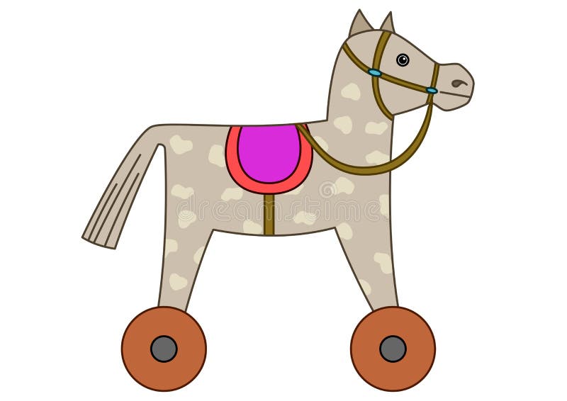 Juguete De Caballo, Pintado En Las Ruedas Ilustración del Vector ...