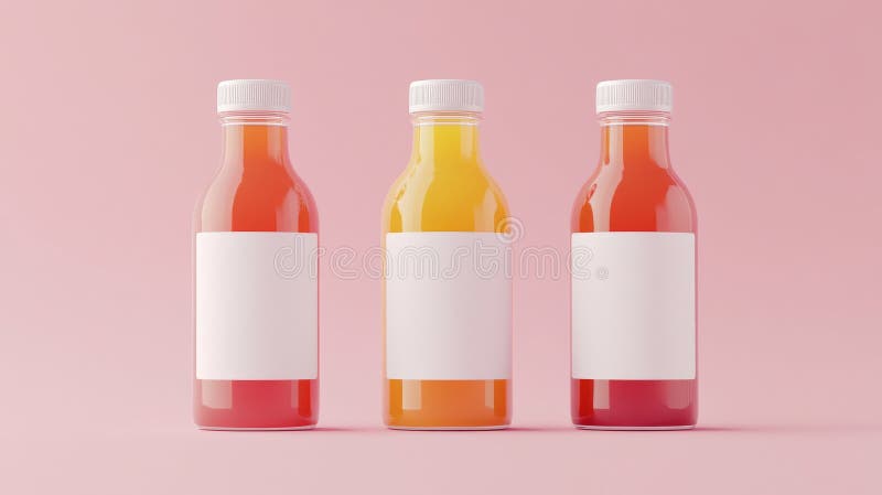 Juice Bottle Design Template Featuring Bottles with Empty Labels Stock ...