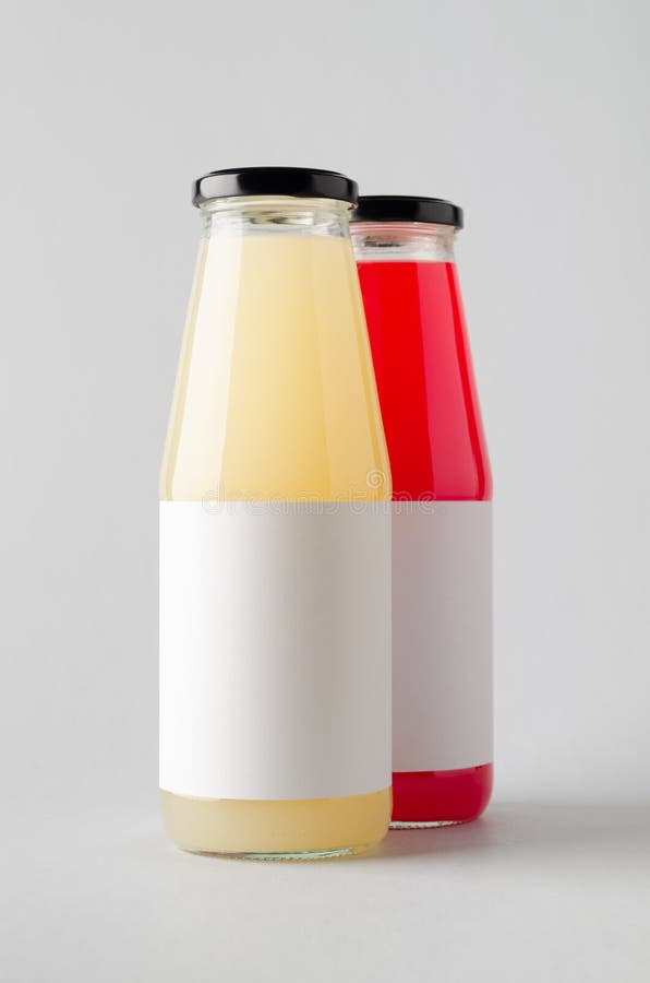 Juice Bottle Mock-Up - Two Bottles. Blank Label Stock Photo - Image of ...