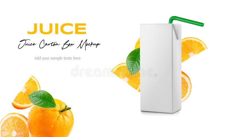 Juice Box Package with Straw Mockup on Isolated Background Stock ...