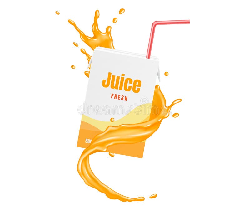 Juice Box with Straw in Orange Whirl Vector Illustration Stock ...