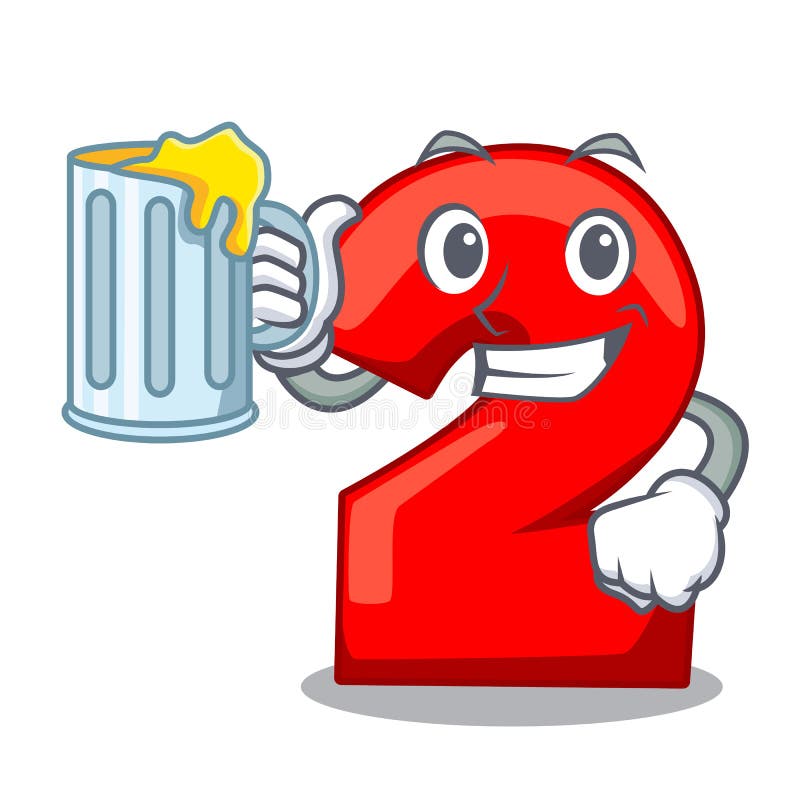 With Juice Cartoon Cake Birthday Candle Number Two Stock Vector ...