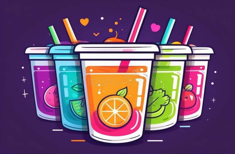 Juice Cup Icon - Plastic Cup Icon - Drink Cup Icon Stock Illustration ...