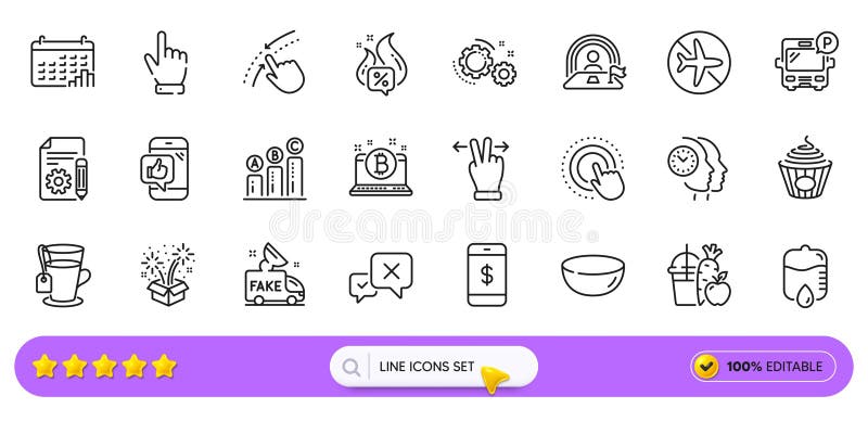 Juice, Documentation and Flight Mode Line Icons for Web App. Pictogram Icon. Line Icons. Vector ...