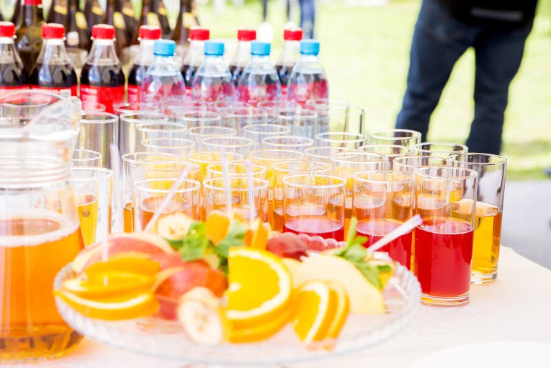 Juice and Fruit Platter on the Buffet Table Stock Photo - Image of ...
