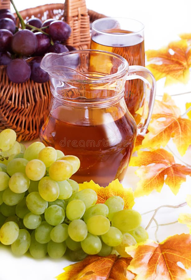 Juice in Jug and Autumn Leaves Stock Photo - Image of full, leaf: 32996470