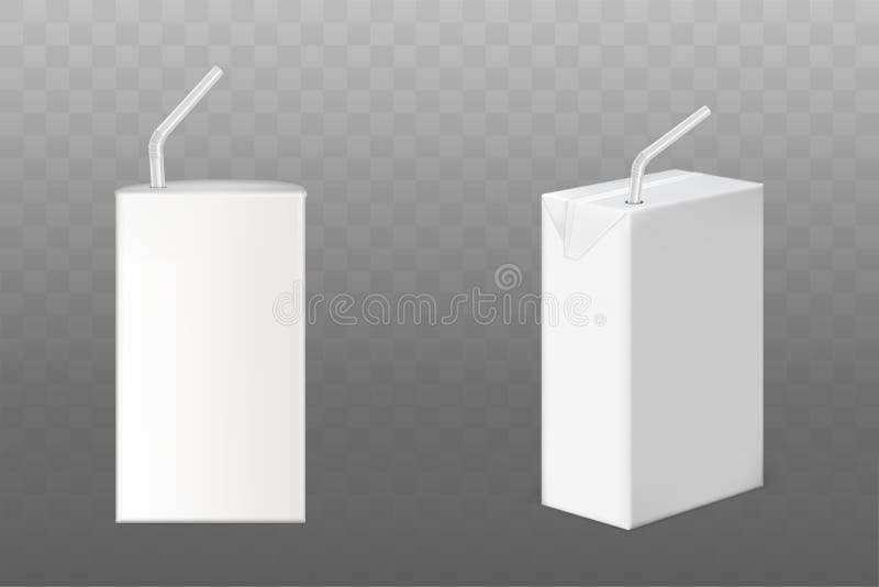 Juice or Milk Boxes with Straw Side Front View Set Stock Vector ...