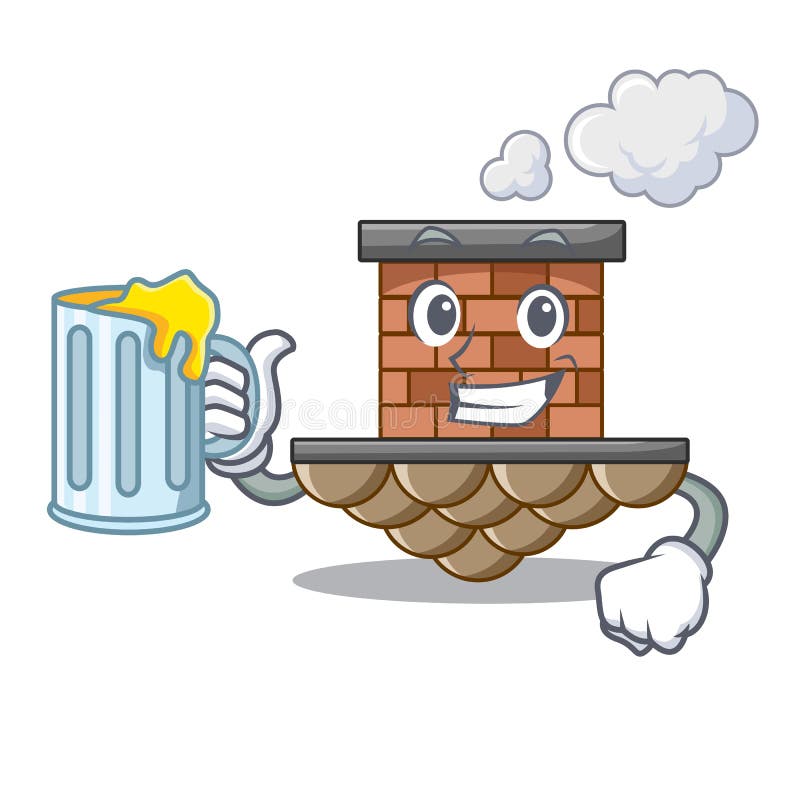 With Juice Miniature Cartoon Brick Chimney Above Table Stock Vector ...
