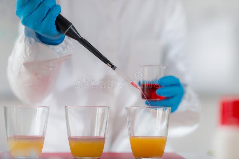 Juice Quality Control Inspection in Lab Stock Photo - Image of samples ...