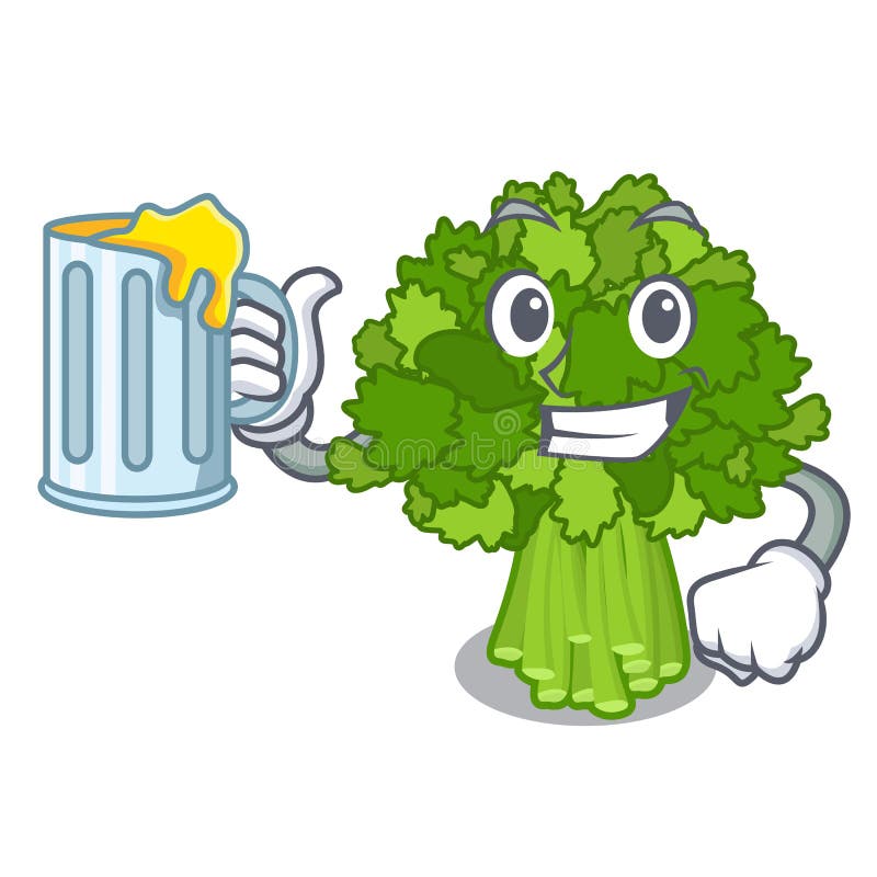 With Juice Rabe Broccoli in Vegetable Mascot Basket Stock Vector ...