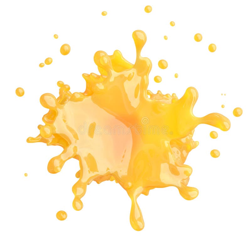 Juice Splash with Droplets Isolated. 3D Illustration Stock Illustration ...