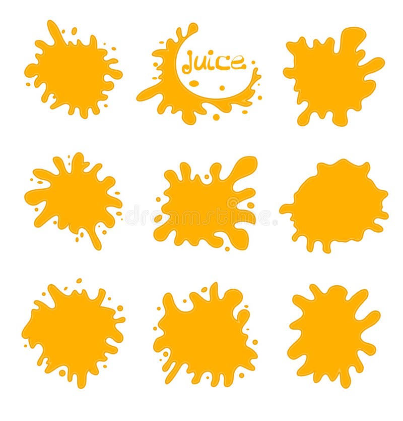 Juice Splash Set of Labels. Orange Splashes Drops. Vector Illustration ...
