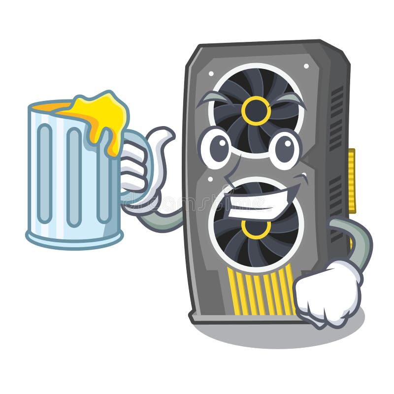 With Juice Video Graphics Card in PC Character Stock Vector ...