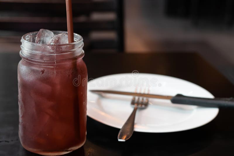 Juice with White Plate on Table Stock Photo - Image of delicious, plate ...
