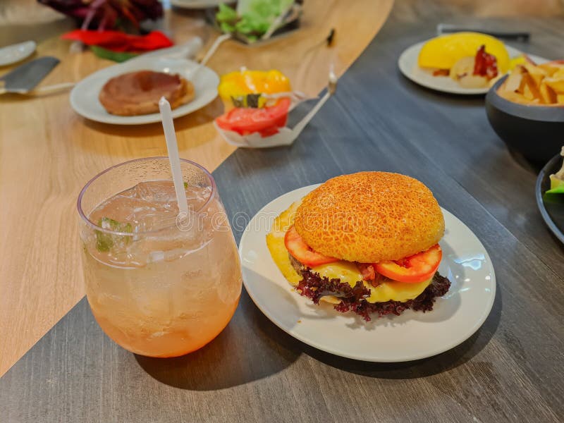 Juicy American Burger, Hamburger or Cheeseburger with Two Beef Patties ...