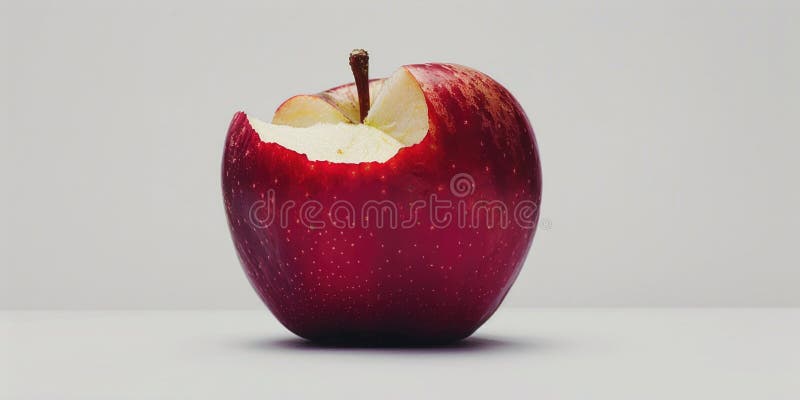 A Juicy Apple with a Bite Taken Out of it Stock Photo - Image of snack ...