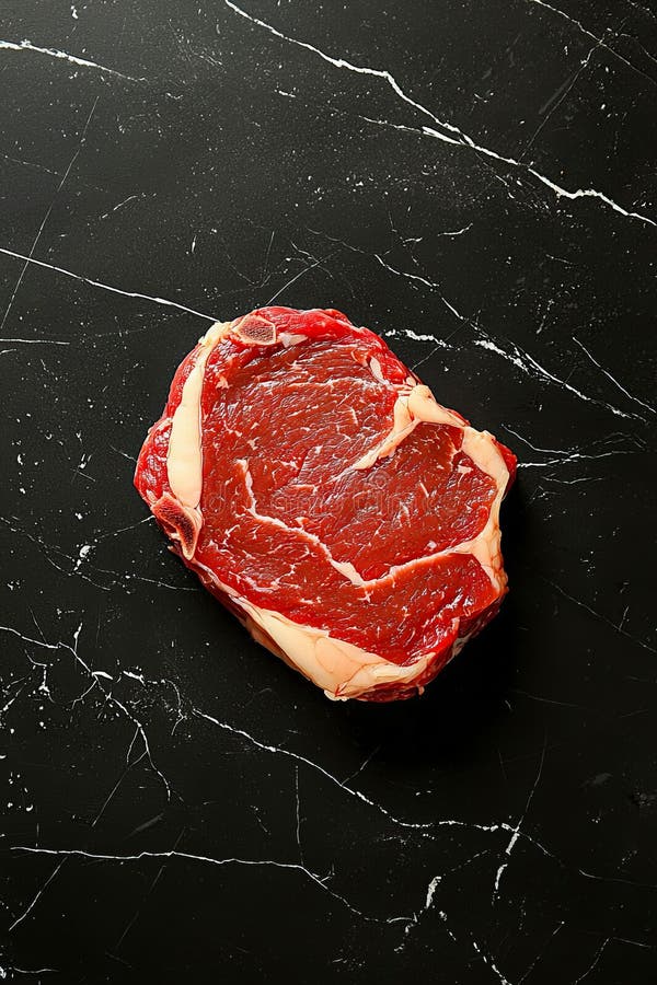 Juicy Beef Entrecote on Dark Marble Surface. AIi Generated Stock Image ...